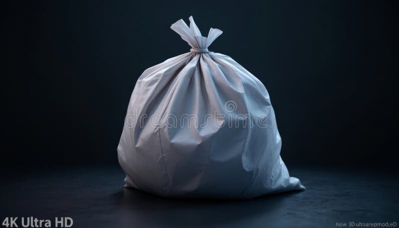 A Full White Garbage Bag Studio Shot 4K Ultra HD Render Stock ...