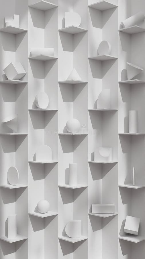 Full of White Wall Geomatric Realistic 3d Illustration Stock ...