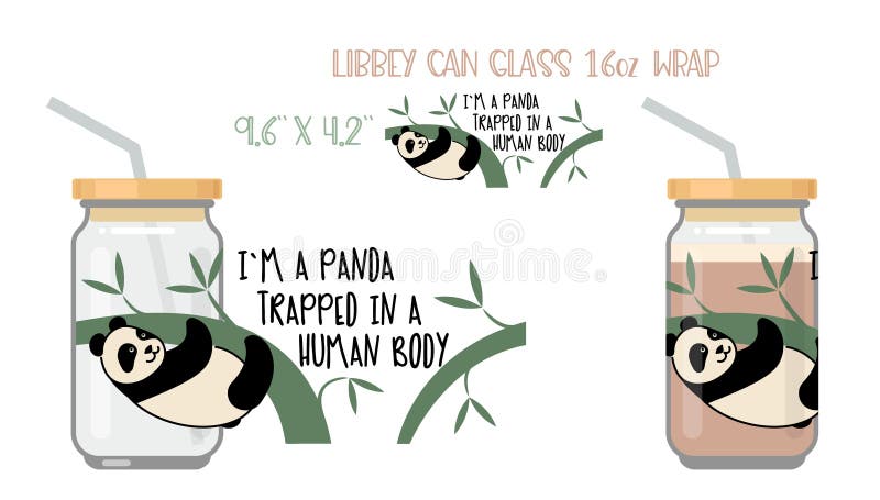 Full Wrap for Libby Class Can with Mock Up. Cute Panda Hanging on a ...