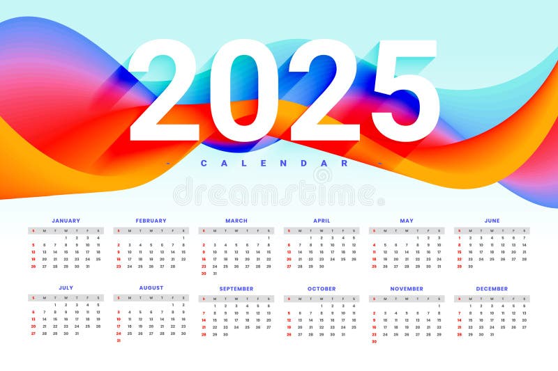 2025 Full Year Calendar Template Organize Business Task Stock Vector ...