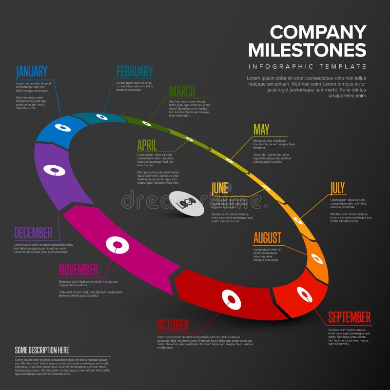 Full Year Circular Timeline Template Stock Vector - Illustration of ...