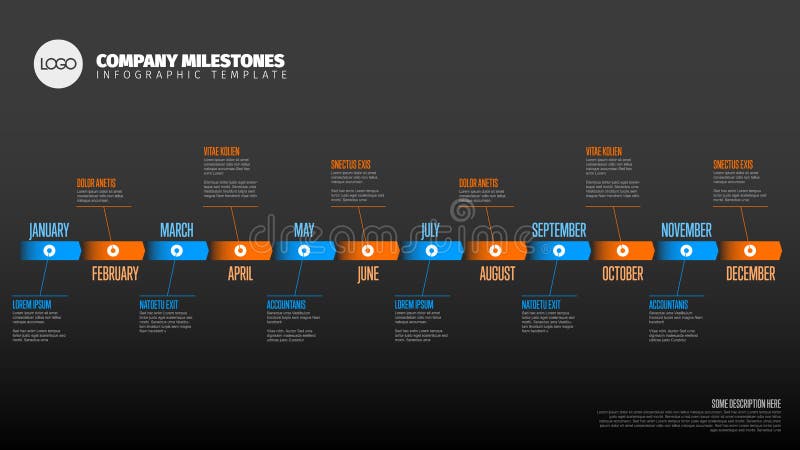 Full Year Timeline Template Stock Vector - Illustration of february ...