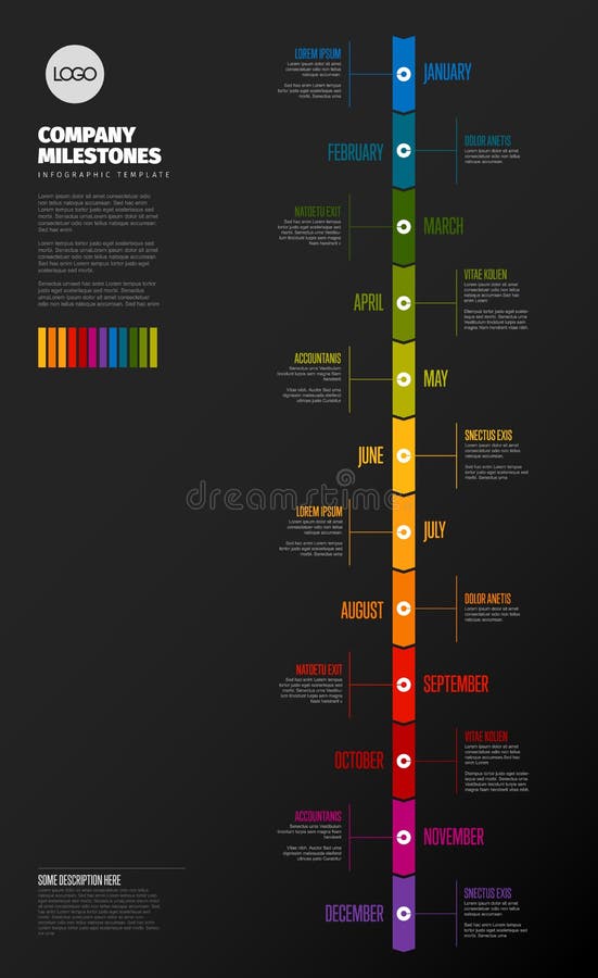 Full Year Timeline Template Stock Vector - Illustration of mark ...