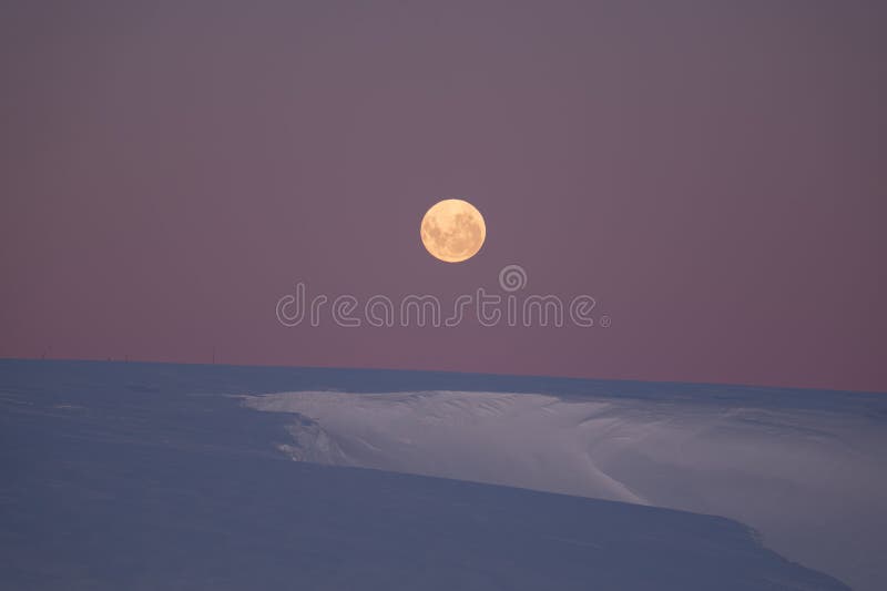 Full Yellow Moon in Antarctica. Night Stock Image - Image of ...