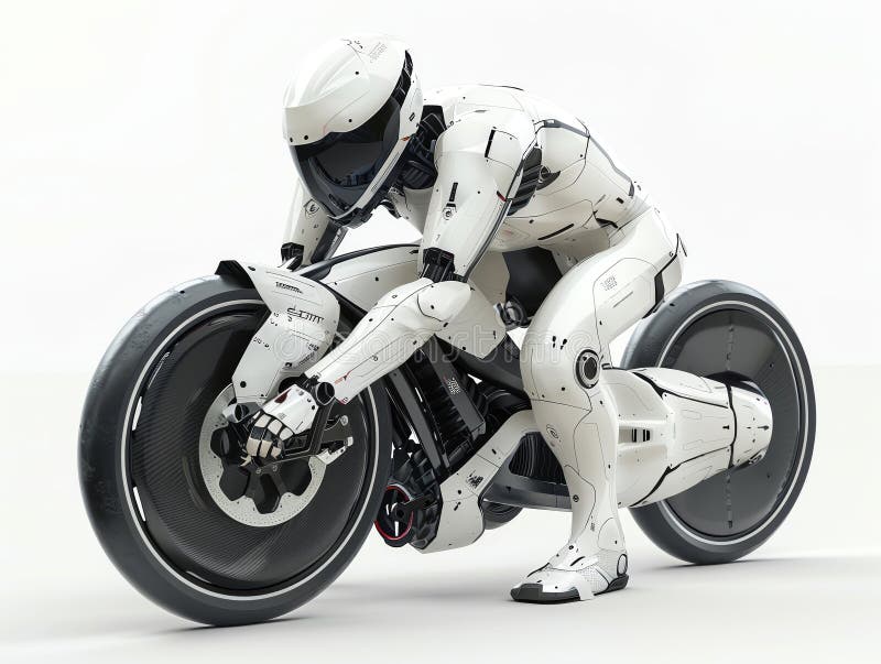 Fullbody Android Cycling, Racing Bike, Streamlined Form, Isolated on ...