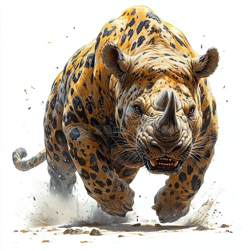 Rhinohawk Monsters Scary, Rhino Hawk Leopard, Pose Charging Forward ...