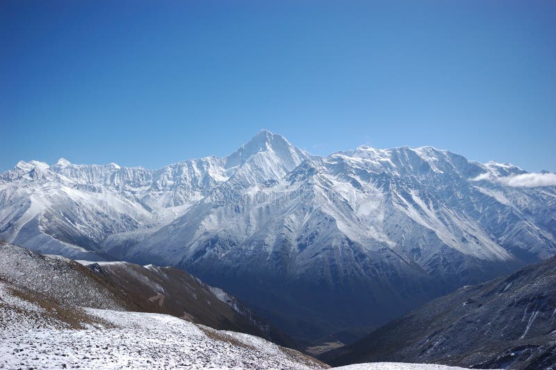 Fullview of Mount Gongga stock photo. Image of minya - 14559208