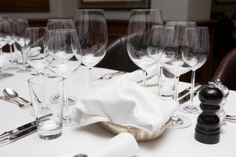 Fully Arranged Restaurant Table Stock Image - Image of decor, curtain ...