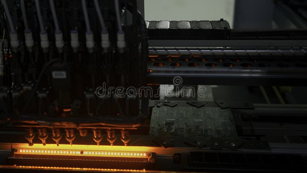 Fully Automated Assembly Line at Electronics Factory. Creative ...