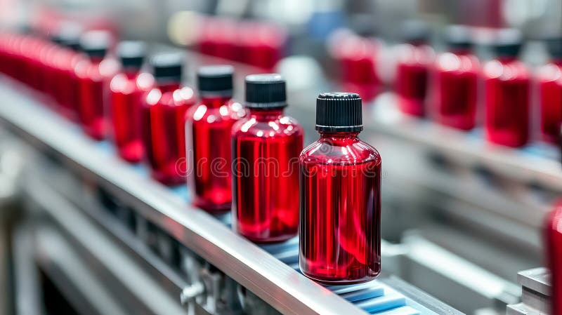 Fully Automated Conveyor System for Moving Red Bottles in Modern ...