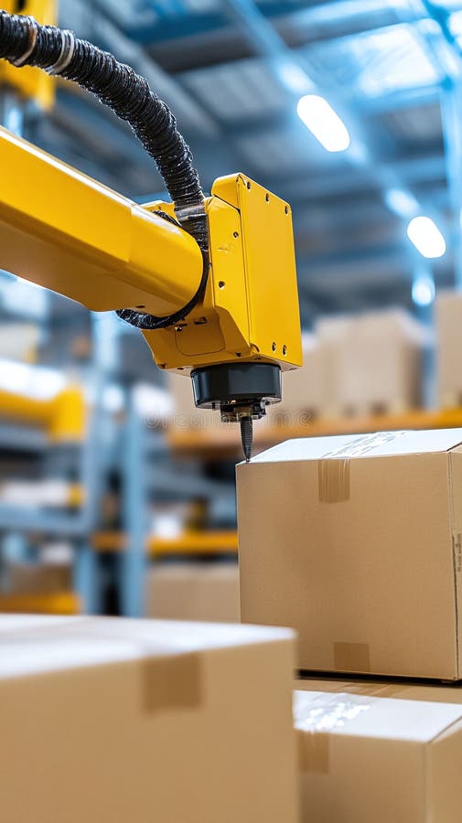 A Fully Automated Packaging System Wrapping Products and Stacking Boxes ...