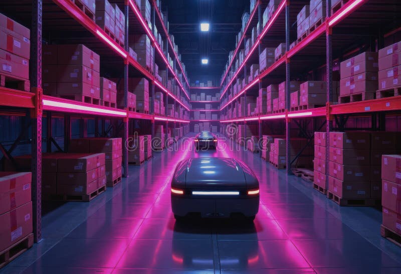 Fully Automated Warehouse with Robotic Carts Navigating through Shelves ...