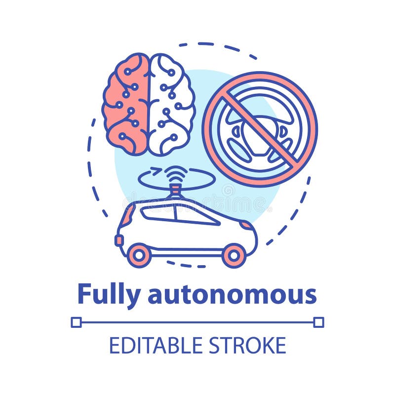 Fully Autonomous Concept Icon. Car Driven by Artificial Intelligence ...