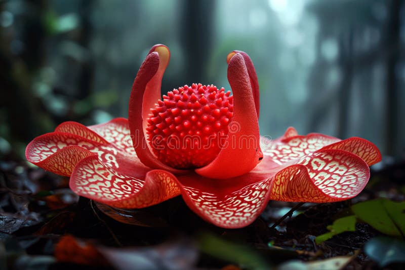 Fully Bloomed Rafflesia Arnoldii Surrounded by Lush Greenery in Soft ...