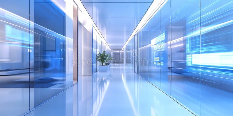 Fully Blurred HighTech Office with Glowing Digital Aesthetic Stock ...