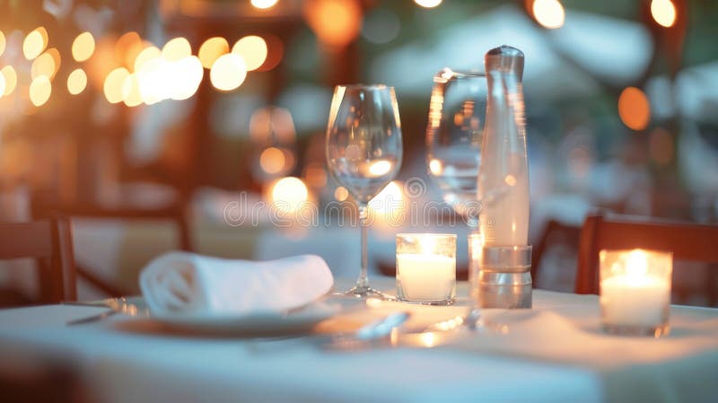A Fully Blurred Image of a Fine Dining Restaurant with Elegant Table ...