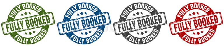 Fully Booked Stamp. Fully Booked Round Stamp Set Isolated on White ...