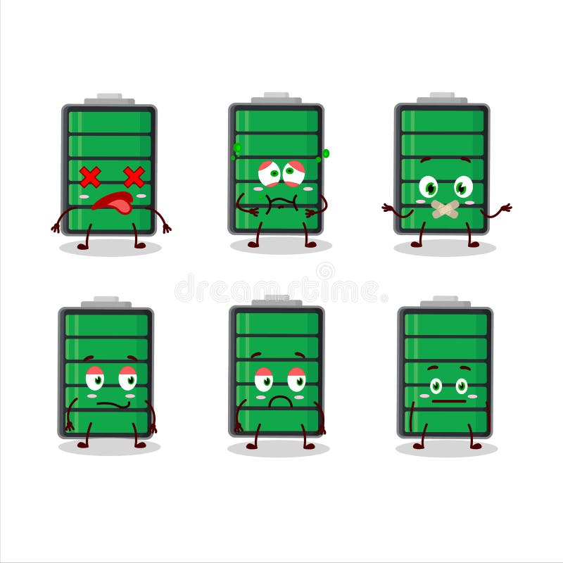 Fully Charge Battery Cartoon Character with Sad Expression Stock Vector ...