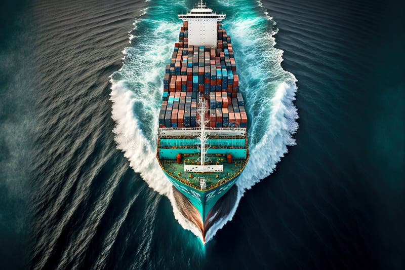 Fully Container-laden Cargo Ship Sails Sea Stock Photo - Image of ...