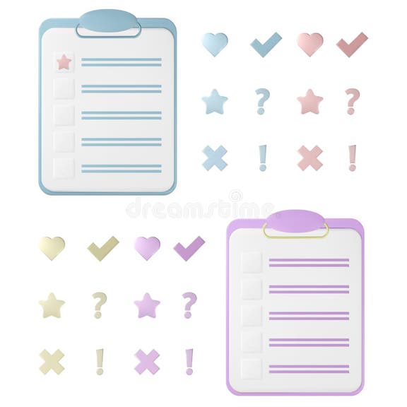 Fully Customizable 3d List with Different Checks and Ticks. Vector ...