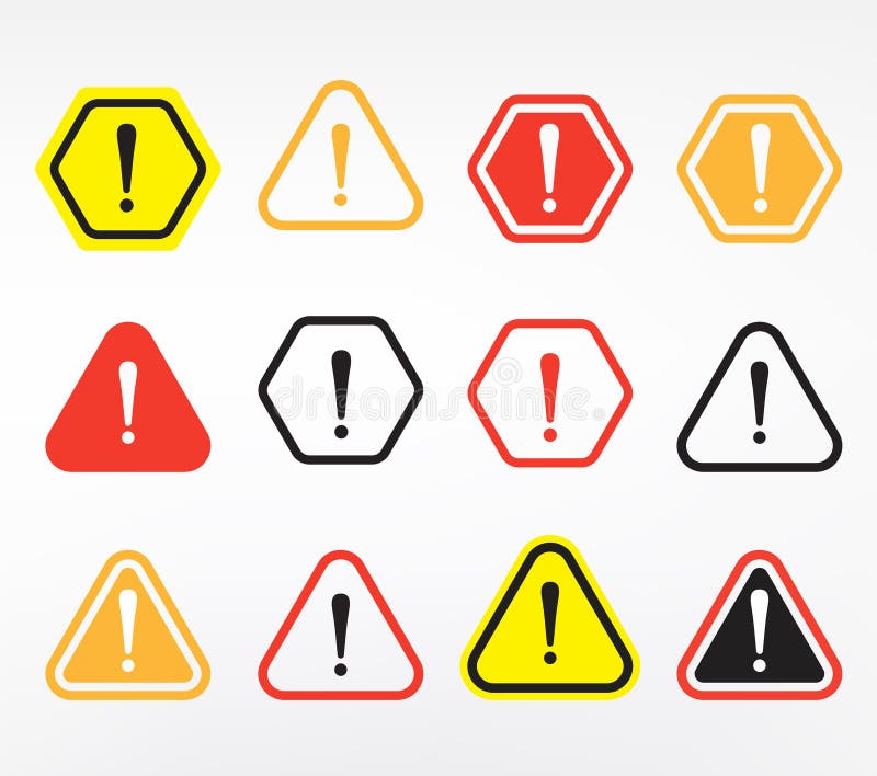 Vector Set of Danger Signs, Warning Signs, Attention Signs, Exclamation ...