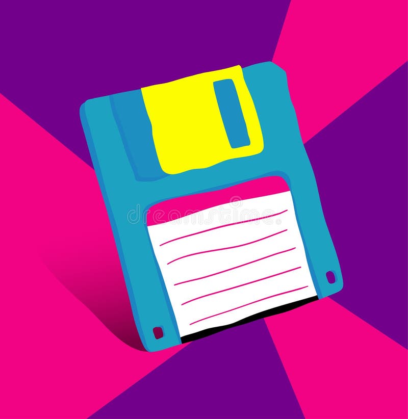 Fully Editable Hand Drawn Vector Graphic of 1.44 Floppy Disk Stylized ...