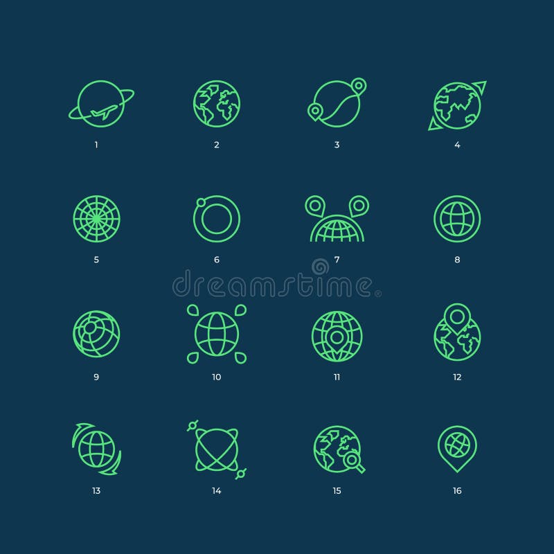 Fully Editable Line Icons of Planets and Global Positioning System ...
