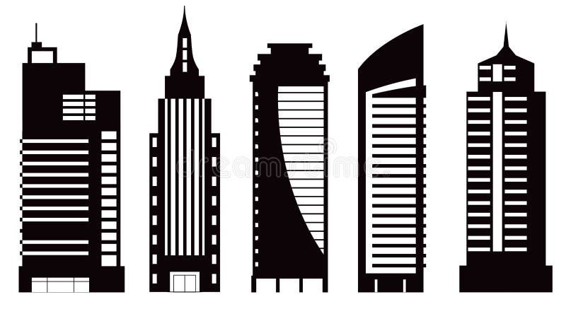Skyscrapers Icons Set Simple Style Silhouettes Vector Stock ...