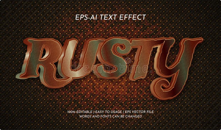 Editable Rusty Text Effect with Realistic Color Gradient Stock Vector ...