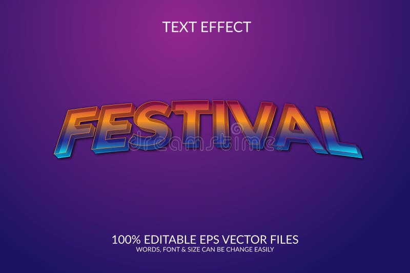 Festival Vector Eps 3d Text Effect Design. Stock Illustration ...