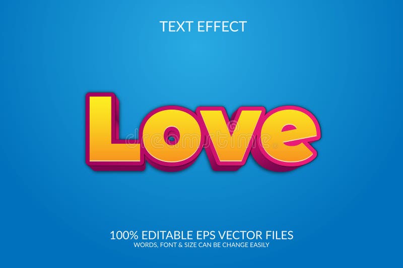 Love Vector Eps 3d Text Effect Design. Stock Illustration ...