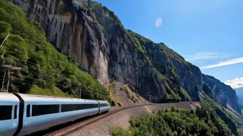 A Fully Electric Train Silently Weaving through Narrow Mountain Passes ...