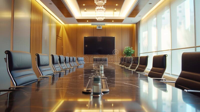 Conference Room with Chairs and Projector Screen Stock Photo - Image of ...