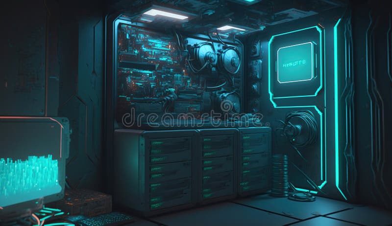 A Fully Equipped Hacker S Lair. Generative Ai Stock Illustration ...