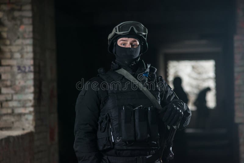 Fully Equipped Military Men with Automatic Weapons Stock Image - Image ...