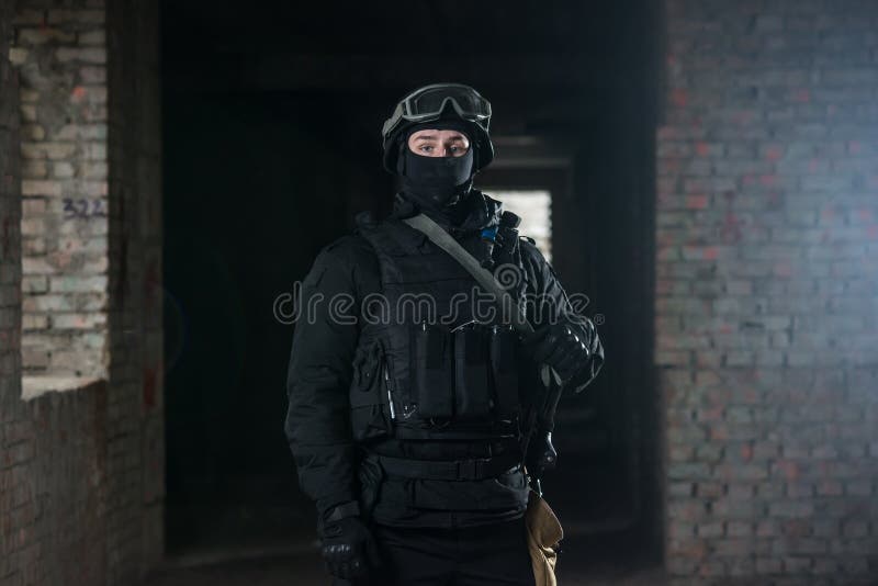 Fully Equipped Military Men with Automatic Weapons Stock Image - Image ...
