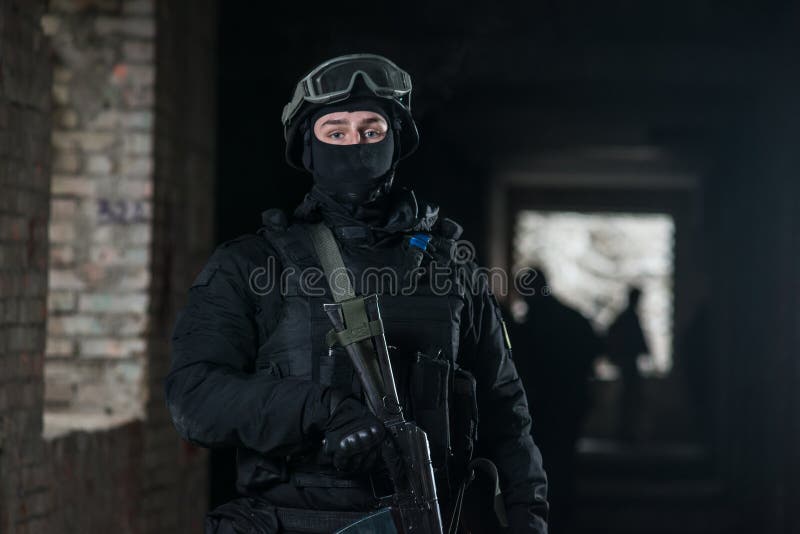 Fully Equipped Military Men with Automatic Weapons Stock Image - Image ...