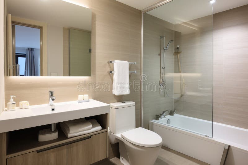 Fully Equipped Modern Bathroom in a Serviced Apartment Stock Image ...