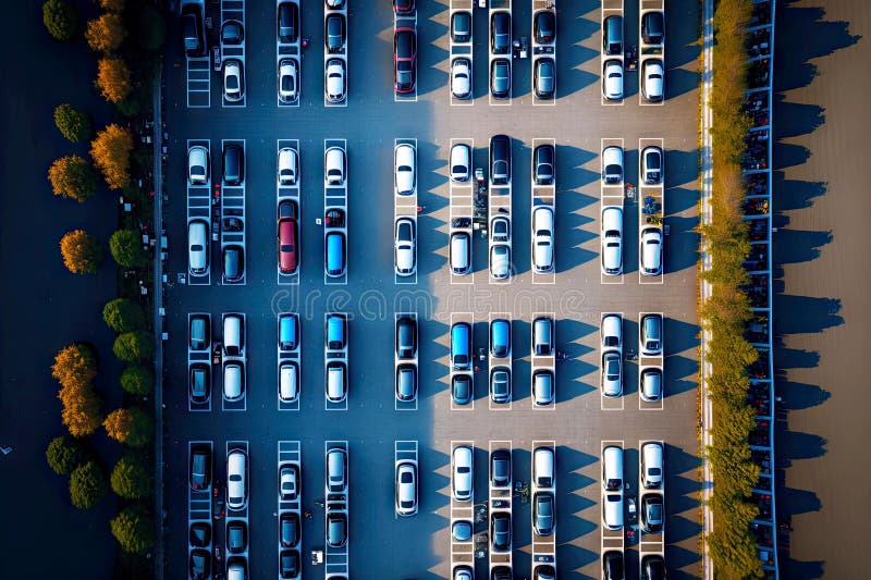 Fully Filled Car Park, Aerial View Car Parking Stock Illustration ...