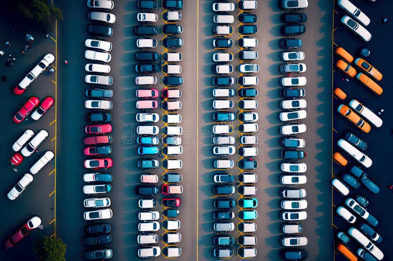 Fully Filled Car Park, Aerial View Car Parking Stock Illustration ...