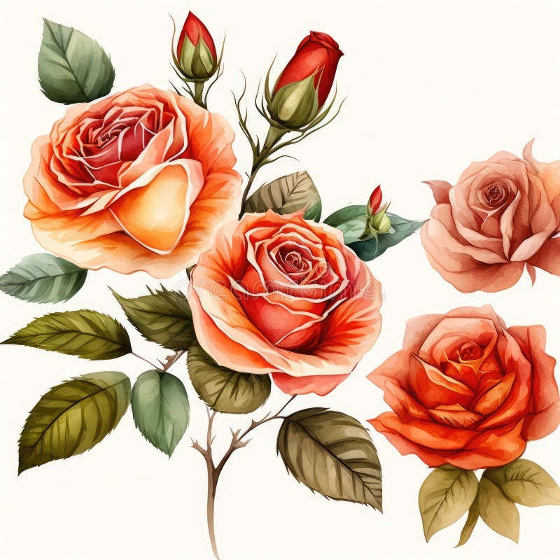 Fully Formed Red Rose Element Set for Scrapbooking and Invitations ...