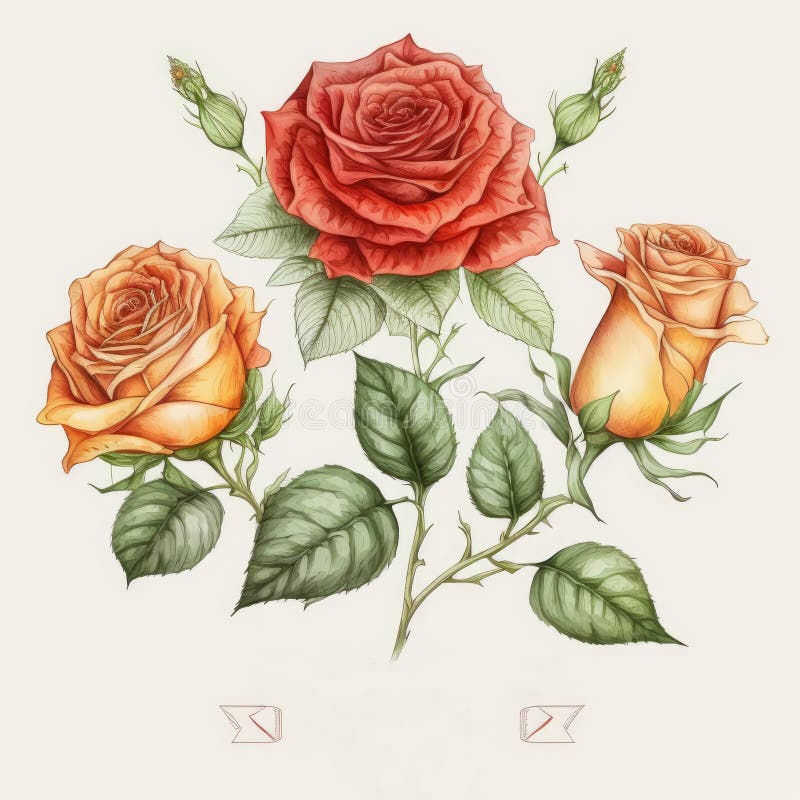 Fully Formed Red Rose Element Set for Scrapbooking and Invitations ...