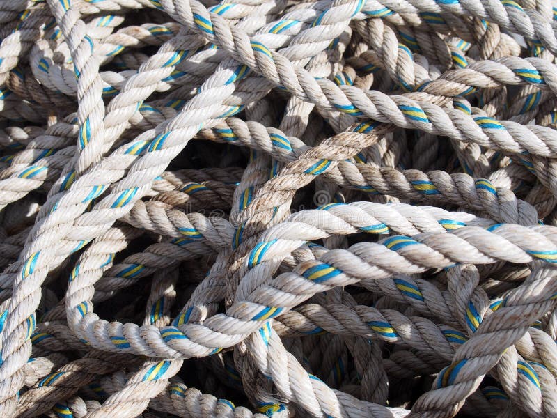 Image of Old Grey Coiled Nylon Marine or Fishing Rope Stock Photo ...