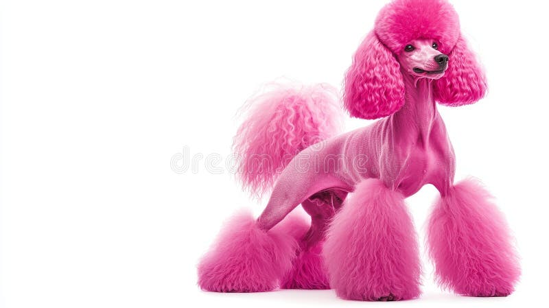 Fully Grown Pink Poodle on Transparent Background Stock Image - Image ...