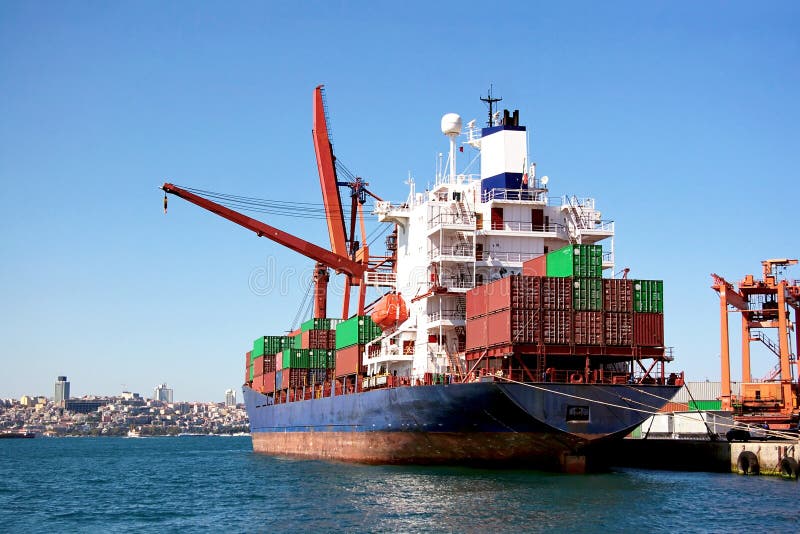 Fully Loaded Container Ship Stock Image - Image of import, bulk: 9638647