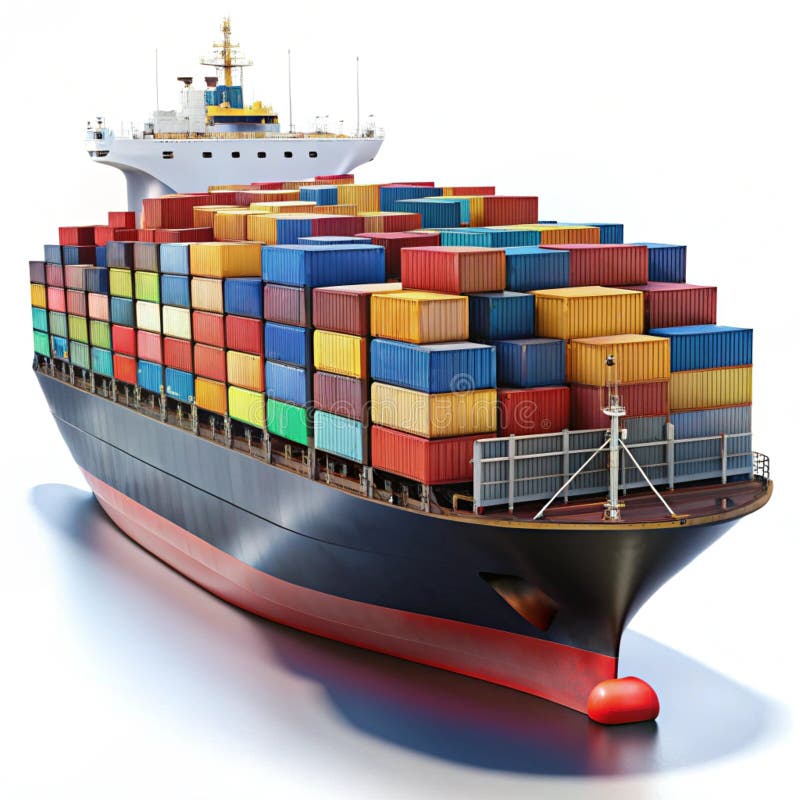 Fully Loaded Cargo Ship with Stacked Containers Stock Illustration ...