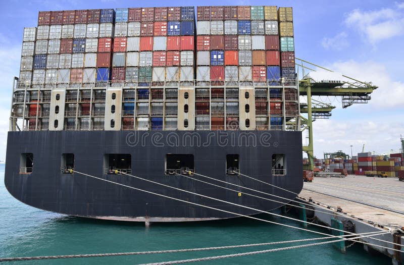 Loaded Container Freight Ship in Stormy Sea Stock Photo - Image of ...