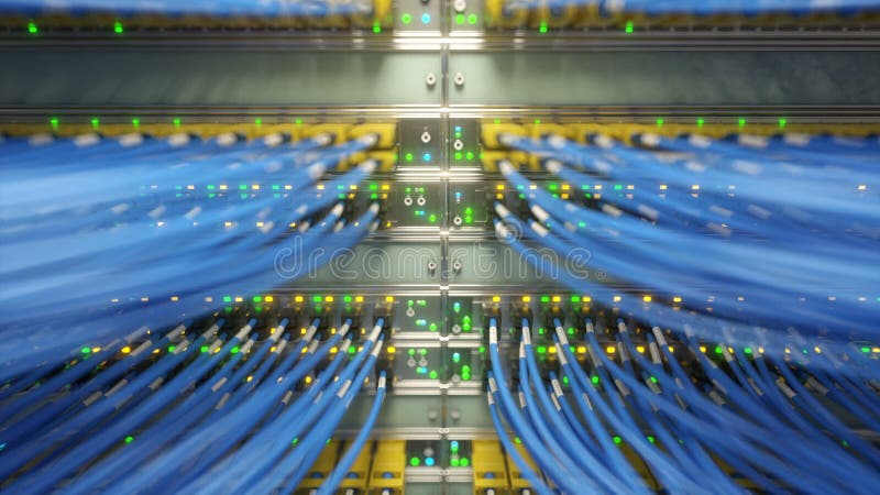 Network Switch and Ethernet Cables in Rack Cabinet Stock Photo - Image ...
