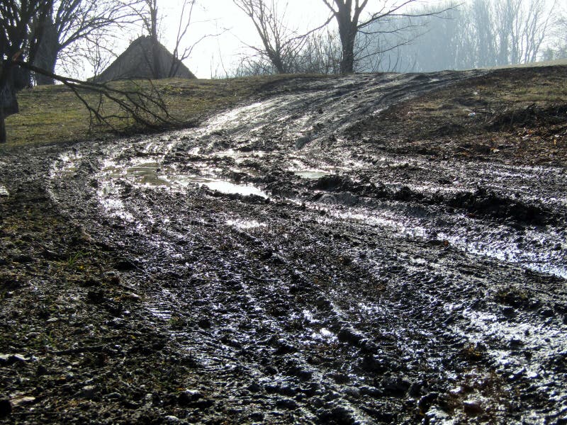 Fully muddy dirt road stock image. Image of light, muddy - 178771373