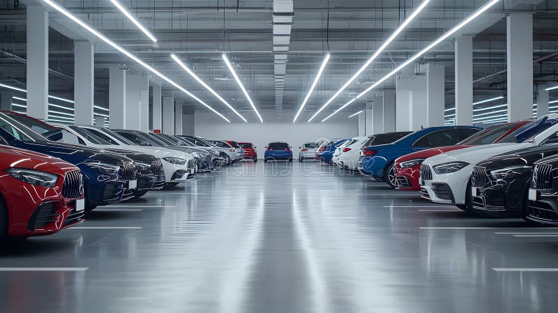 Fully Occupied Parking Structure Filled with Cars Showcasing Modern ...